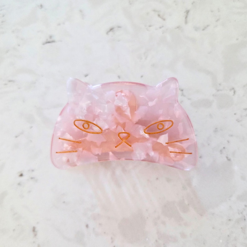 Cat Marble Hair Claw Clips, Cat Face Metal Claw Clip, Tortoise Shell ...