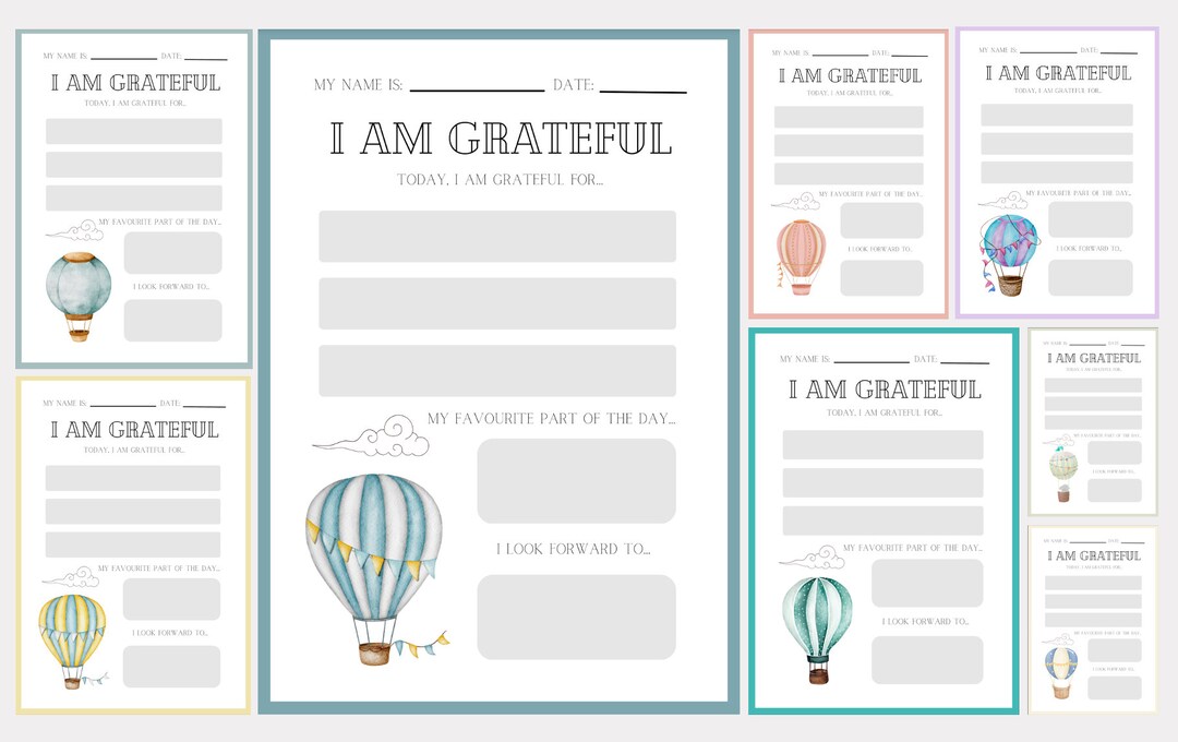 Set of 8 Gratitude Worksheets for Kids-instant Download-mindfulness and ...