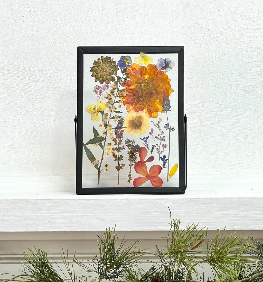 Pressed Flowers - Double Glass Black Metal Frame - Etsy