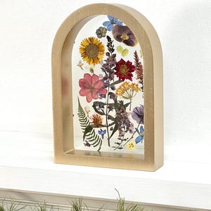 Pressed Flowers - Double Glass Gold Painted Arched Wooden Frame - Etsy