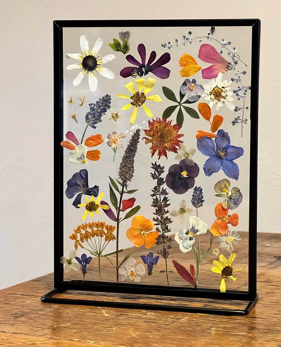 Pressed Wildflowers Double Glass Black Metal Frame - Etsy