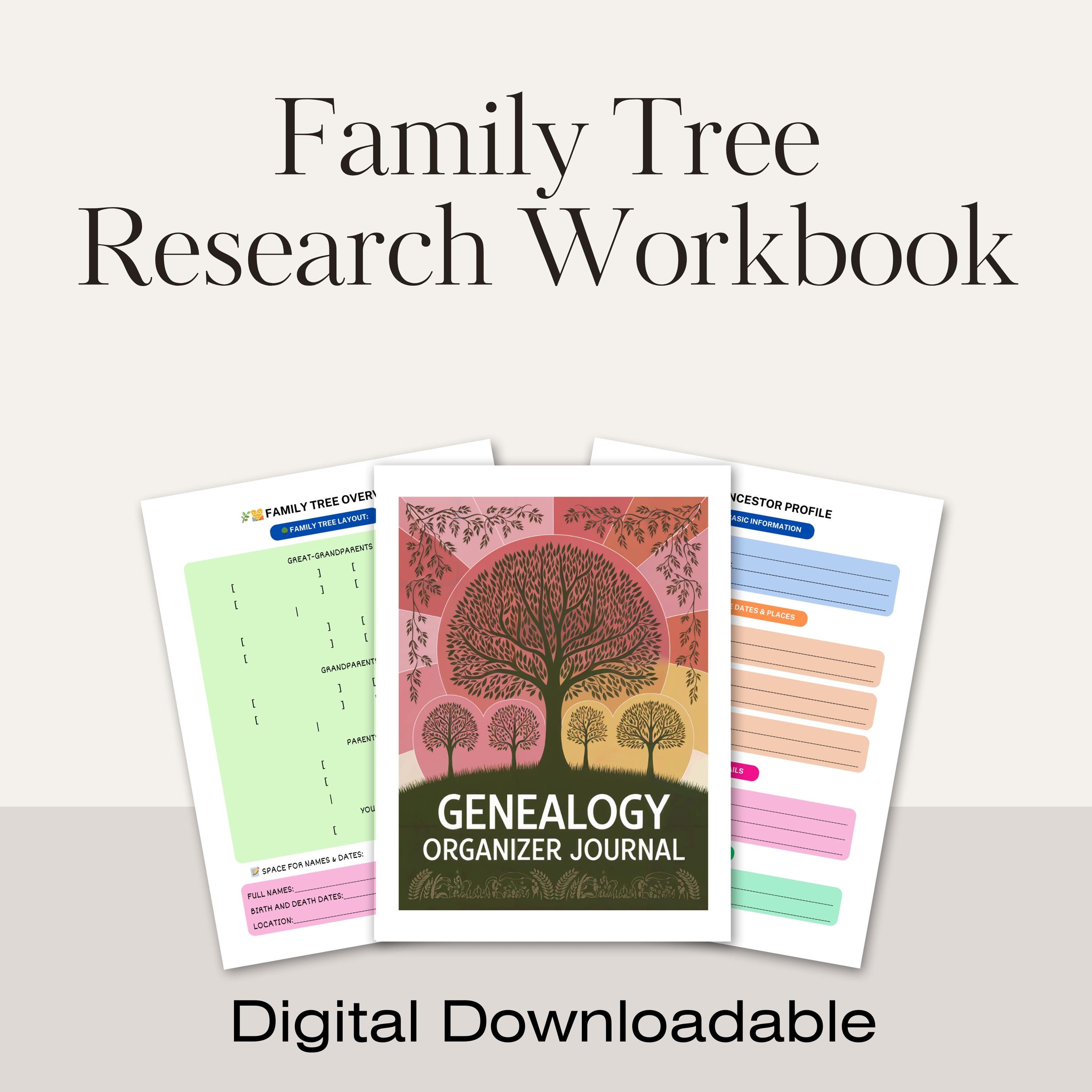 Genealogy Organizer Journal - Family Tree Research Workbook - Ancestor ...