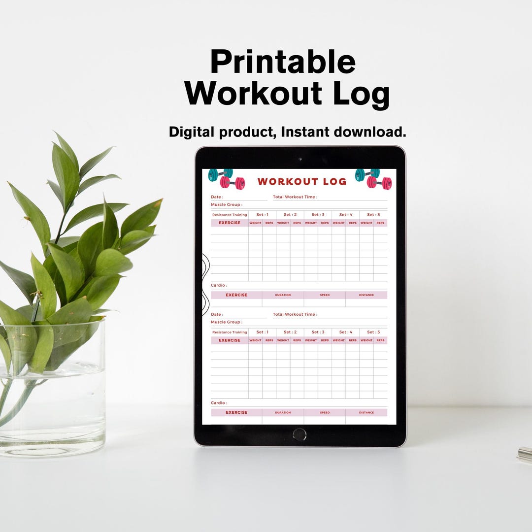 1-page Fitness Workout Log | Printable Exercise Tracker | Strength ...