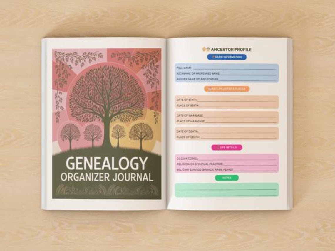Genealogy Organizer Journal - Family Tree Research Workbook - Ancestor ...