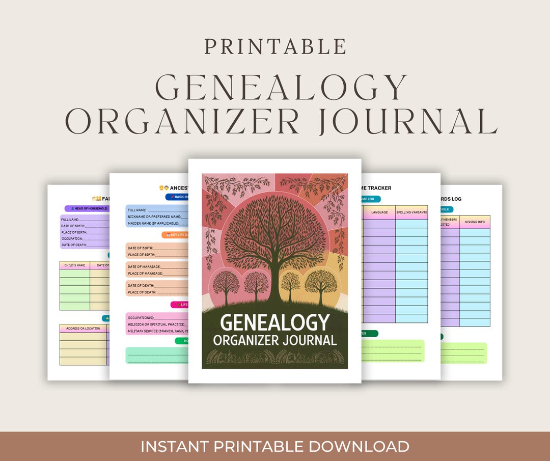 Genealogy Organizer Journal - Family Tree Research Workbook - Ancestor ...