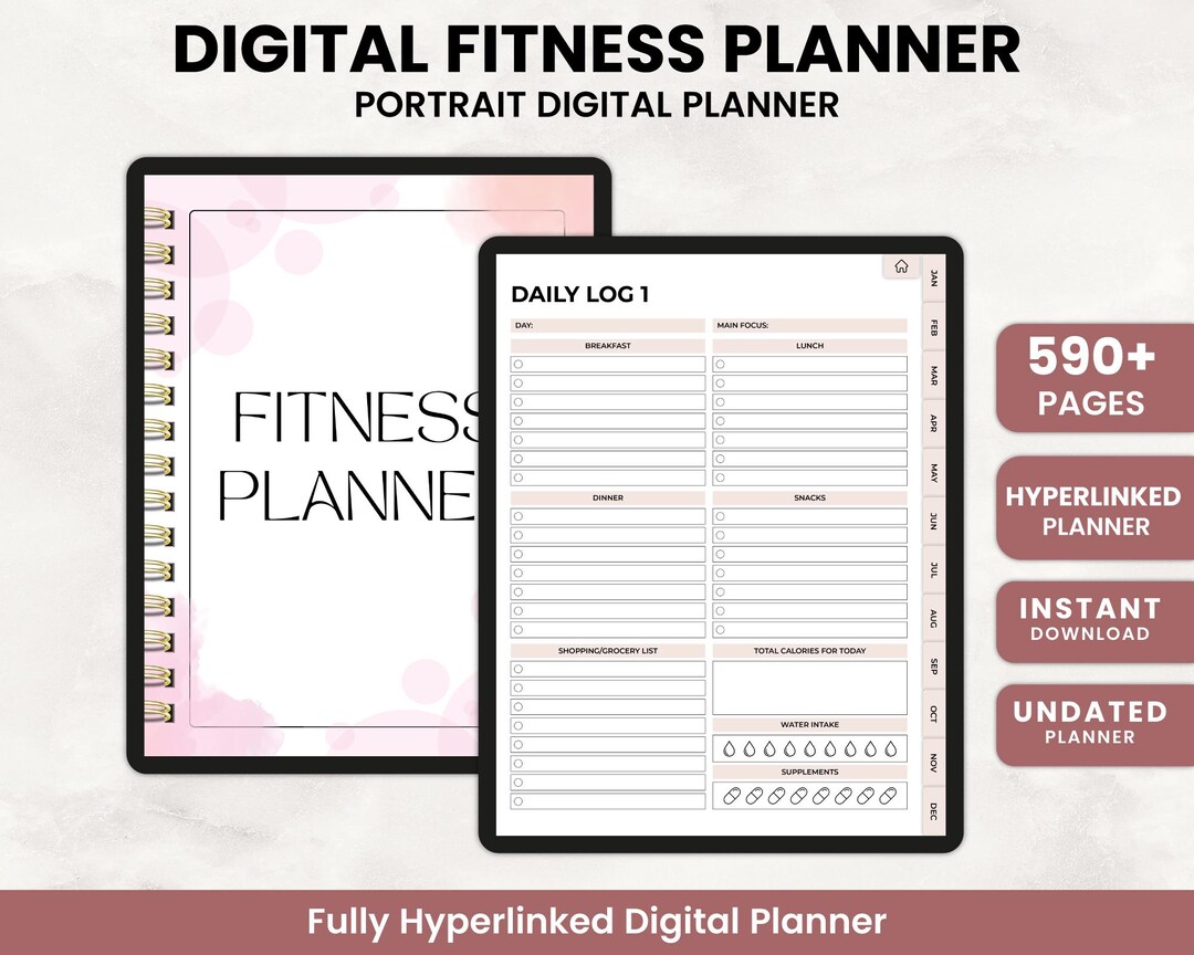 Digital Fitness Planner, Fitness Tracker, Fitness Planner, Undated ...