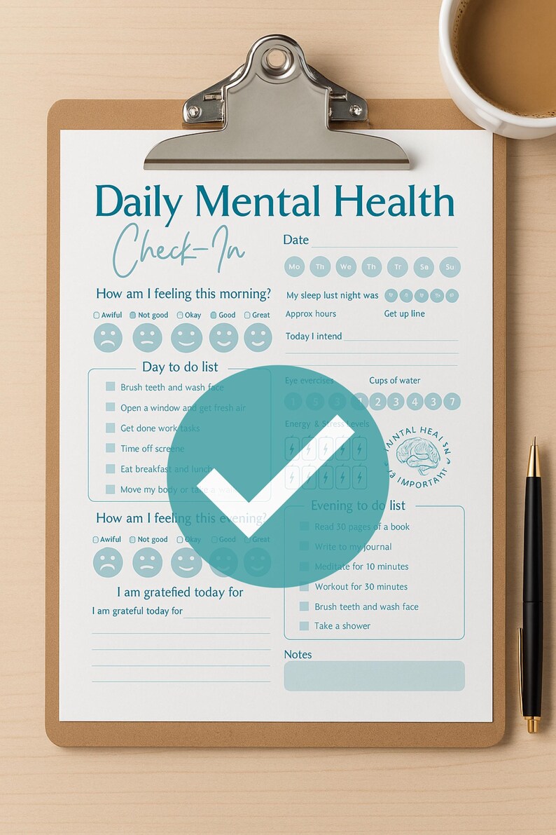 Daily Mental Health Check-in Printable: Self-care Tracker (PDF) - Etsy