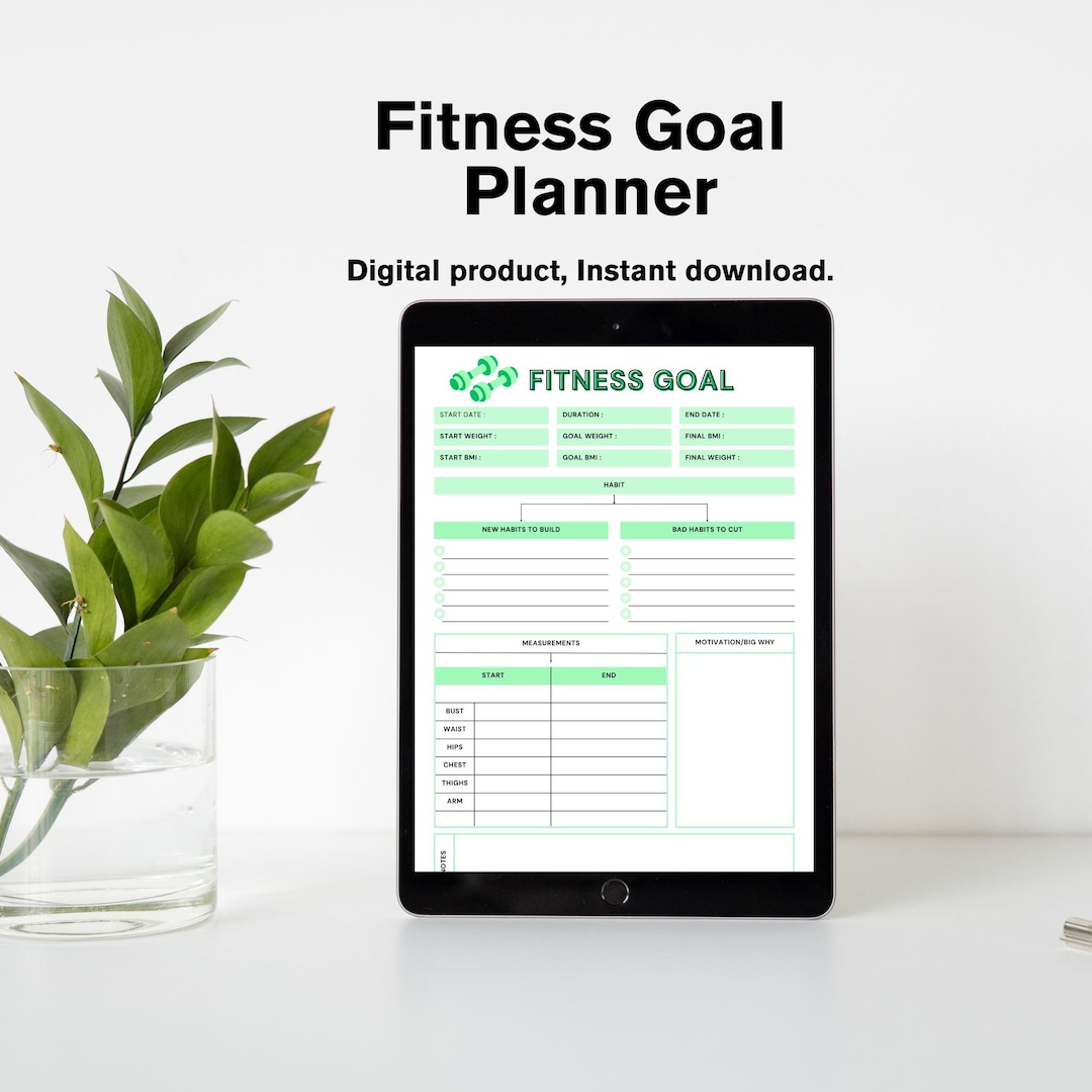 Printable Fitness Goal Planner: Workout & Wellness Tracker (digital ...