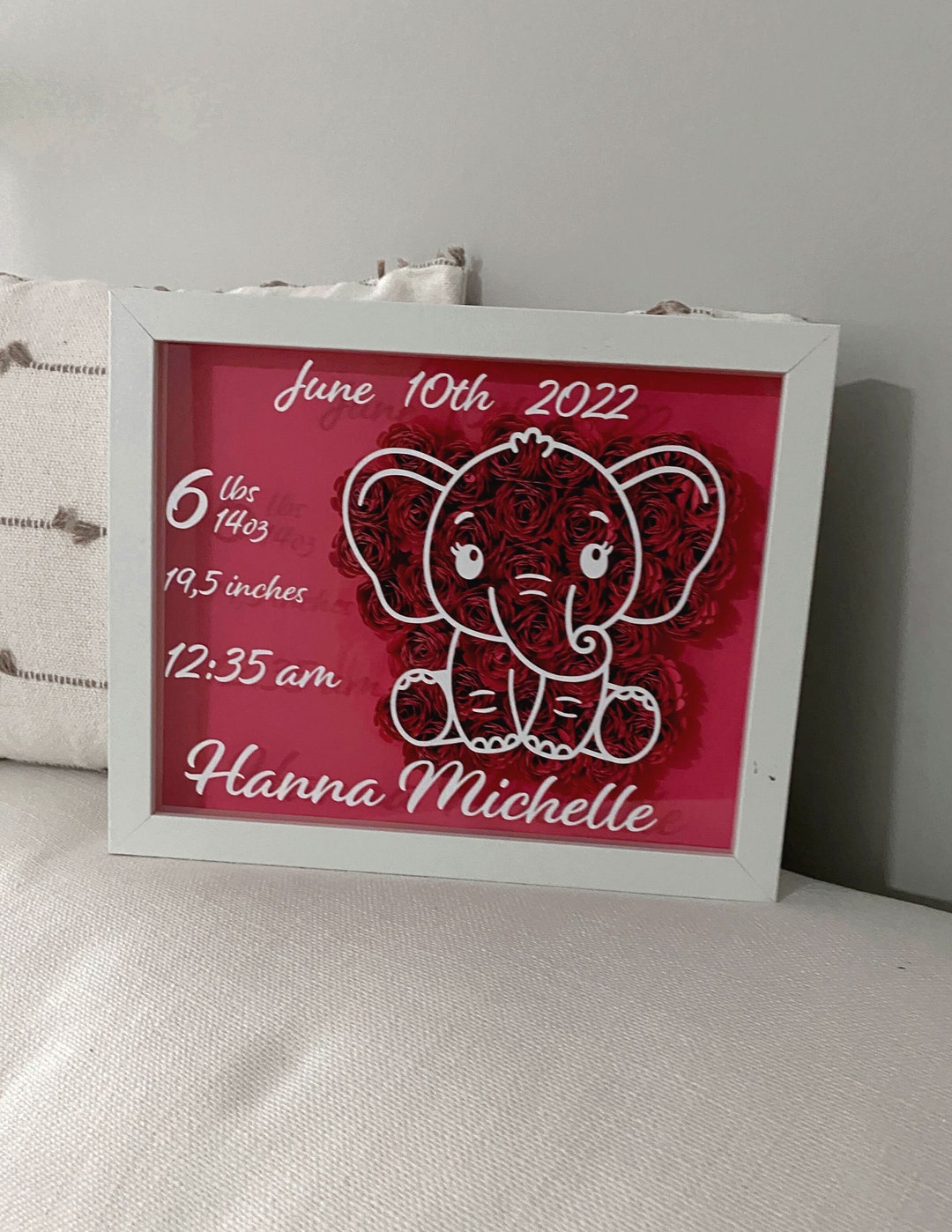 Birth Announcement Shadow Box Baby Shadow Box Baby Keepsake Box Baby ...