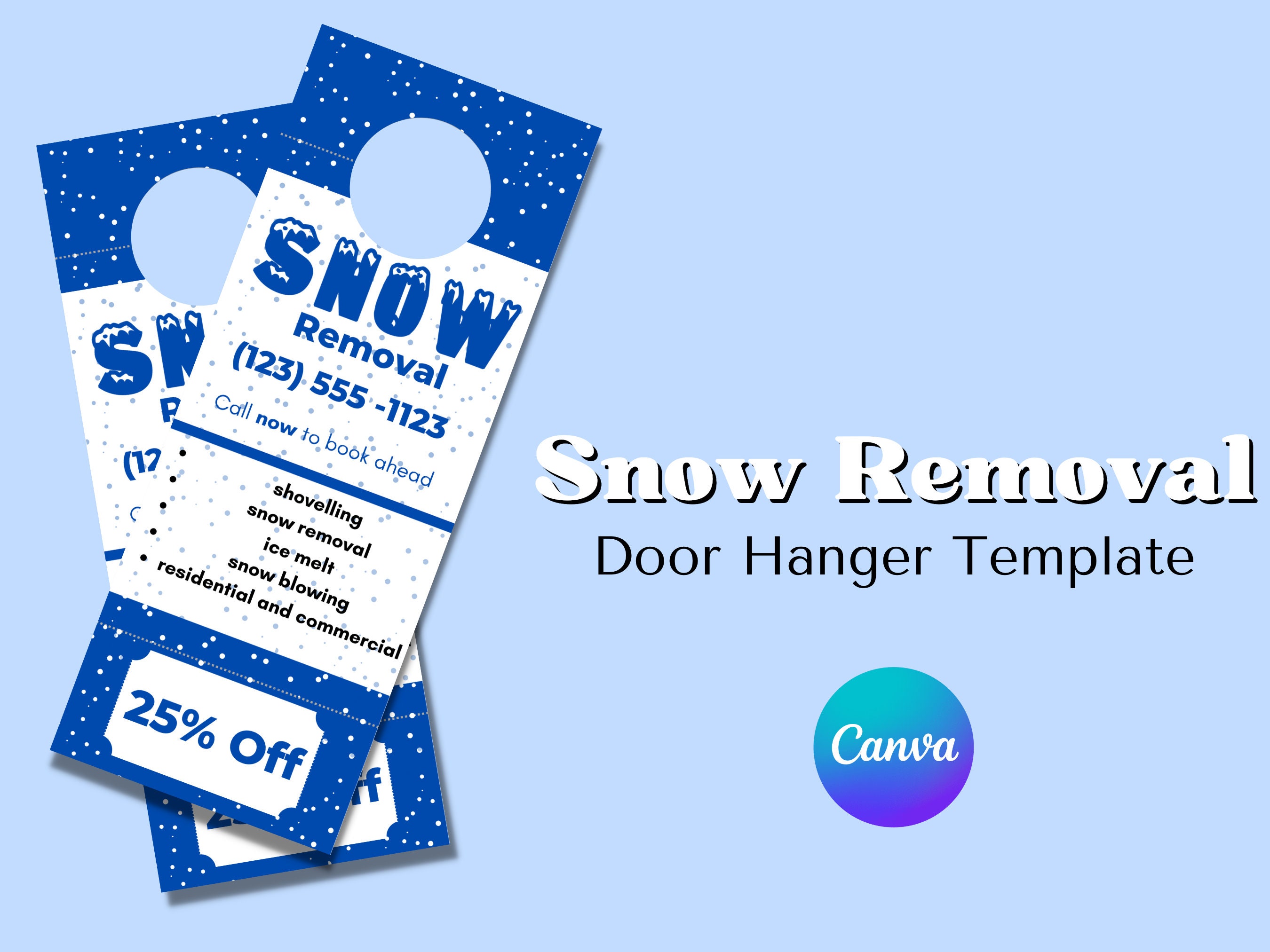Customizable Snow Removal Door Hanger Template Canva Template Small ...