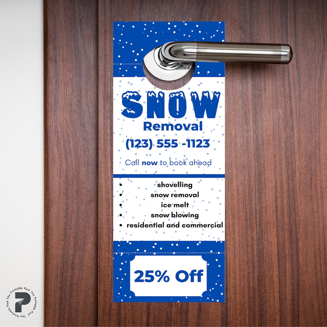 Customizable Snow Removal Door Hanger Template Canva Template Small ...