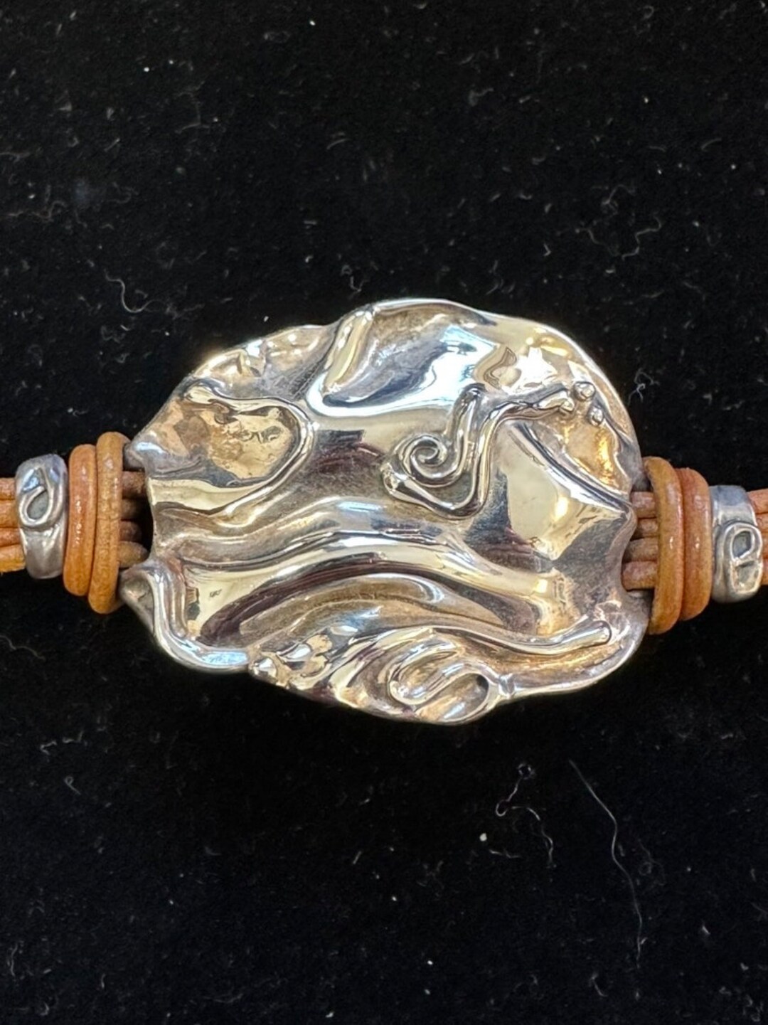 Stunning HG Hagit Gorali Israel Sterling 925 Leather Bracelet - Etsy