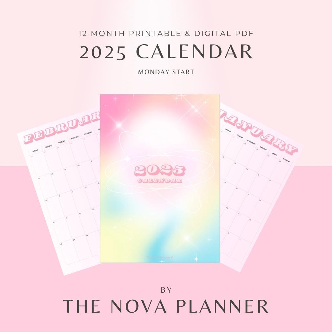 2025 Calendar Monday Start Starlight Version Instant Download A4 ...
