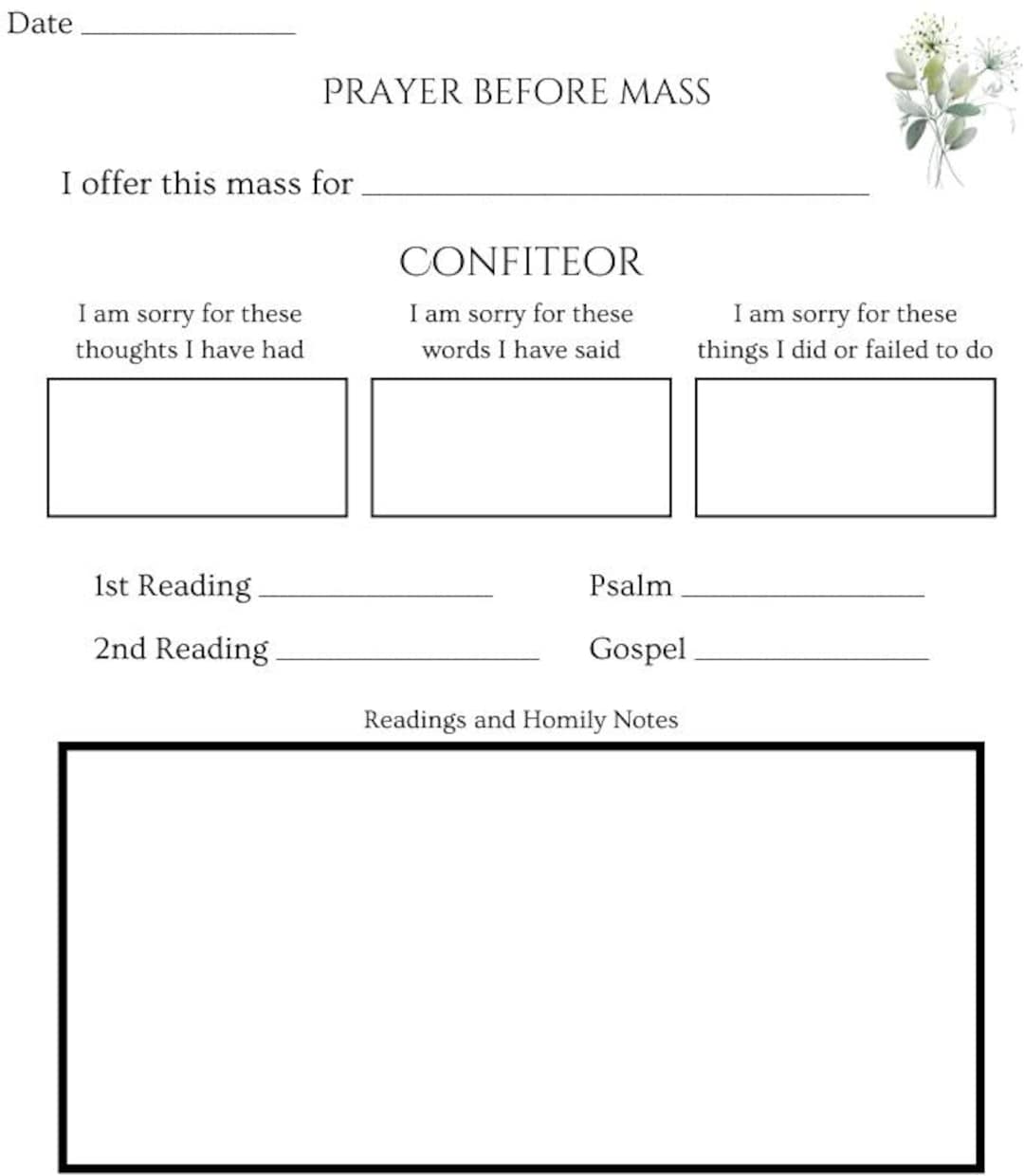 Catholic Mass Prayer Journal Printable - Etsy