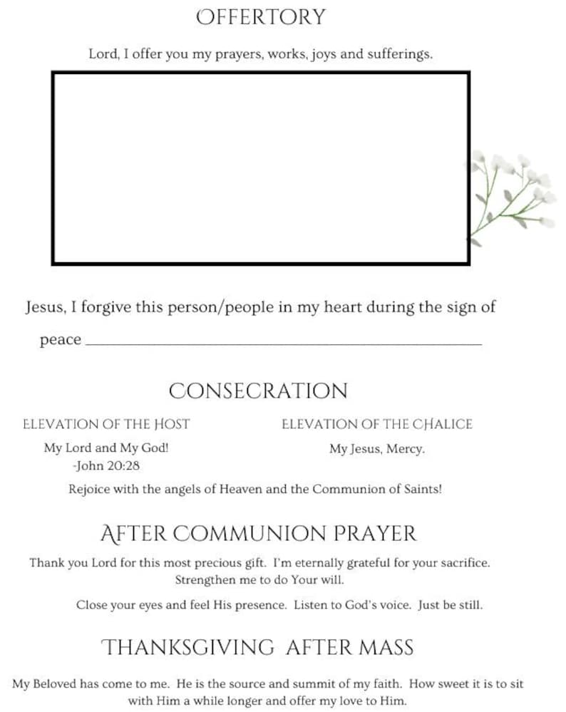 Catholic Mass Prayer Journal Printable - Etsy
