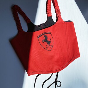 CORSET SPORT FERRARI / Upcycling Corset From Polo/ Ferrari Shirt - Etsy