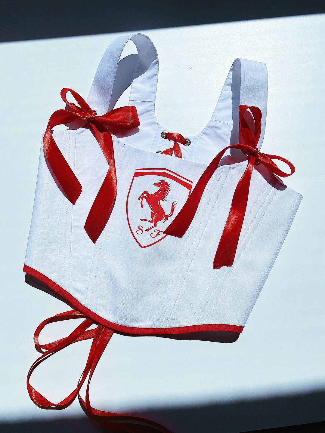 CORSET SPORT FERRARI / Upcycling Corset From Polo/ Ferrari Shirt - Etsy