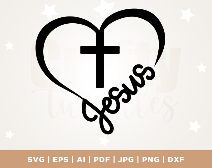 Cross in Heart SVG PNG Heart Cross Svg, Heart Cross Png, Christian ...