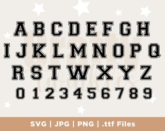 Varsity Font Svg, Block Font Svg, College Font, University Font ...