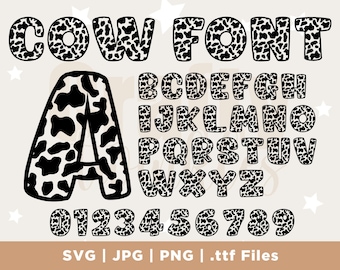 Cow Alphabet SVG, Numbers, Letters, Bundle, Birthday, Cow Print ...