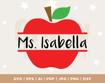 Apple Name Frame SVG, Apple Monogram Frame Svg, Apple Svg, Teacher Svg ...