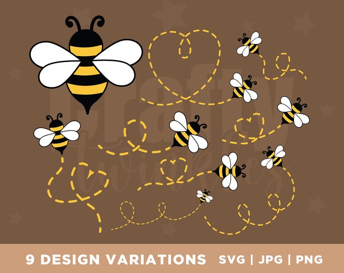 Bee Path Bundle SVG PNG Files for Cutting Machines, Digital Clipart ...