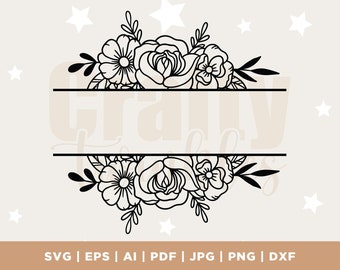 Split Floral Frame, SVG, Floral Border, Glowforge, Circuit, Silhouette ...