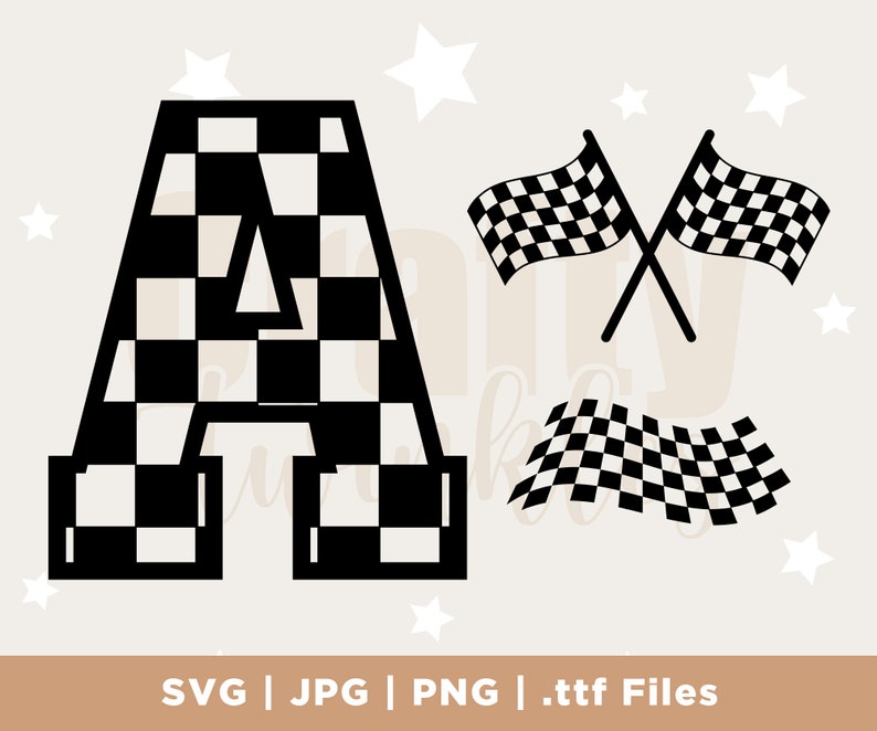 Checkered Alphabets SVG, Cricut Cut Files, Silhouette, Racing Numbers ...