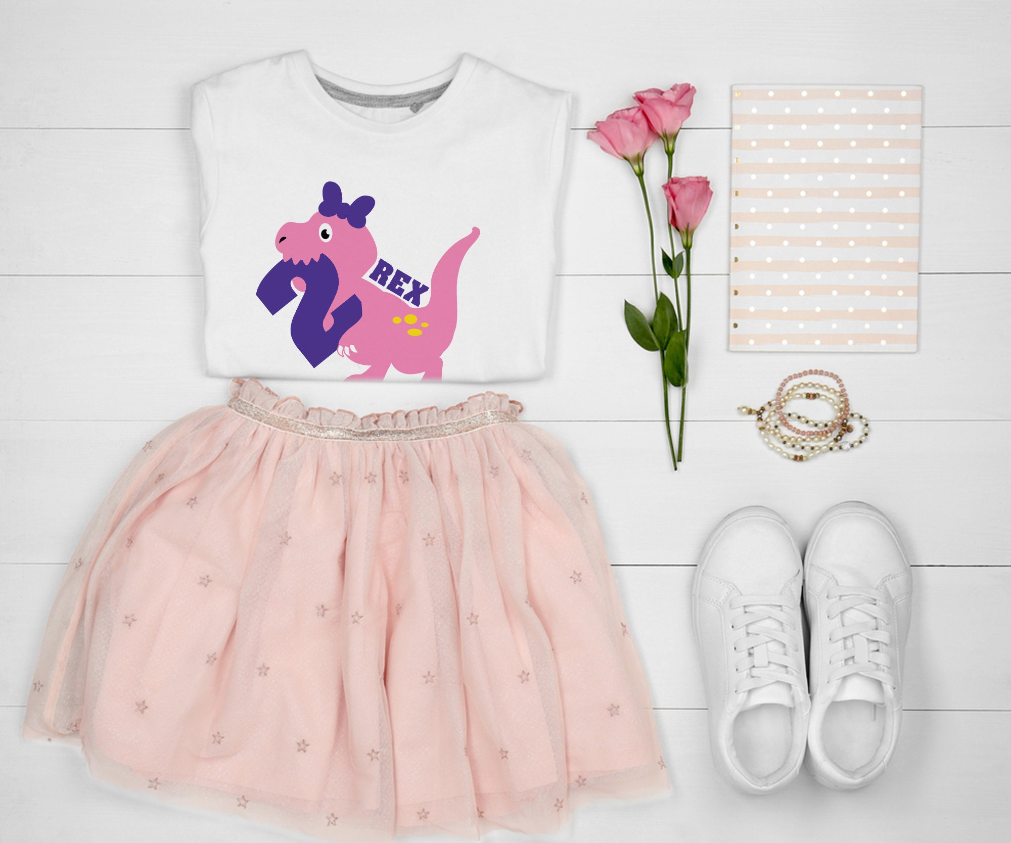 2 Rex SVG Girl Two Rex Dinosaur Birthday Svg Clipart 2nd - Etsy