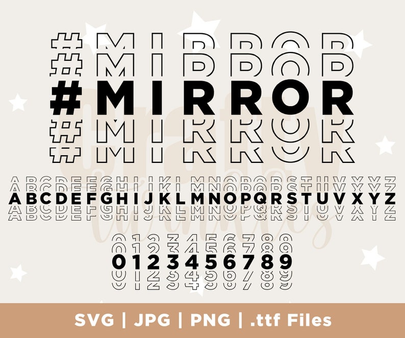 Mirror Font SVG, PNG and Pdf Files, Full Alphabet, Stacked Letters ...