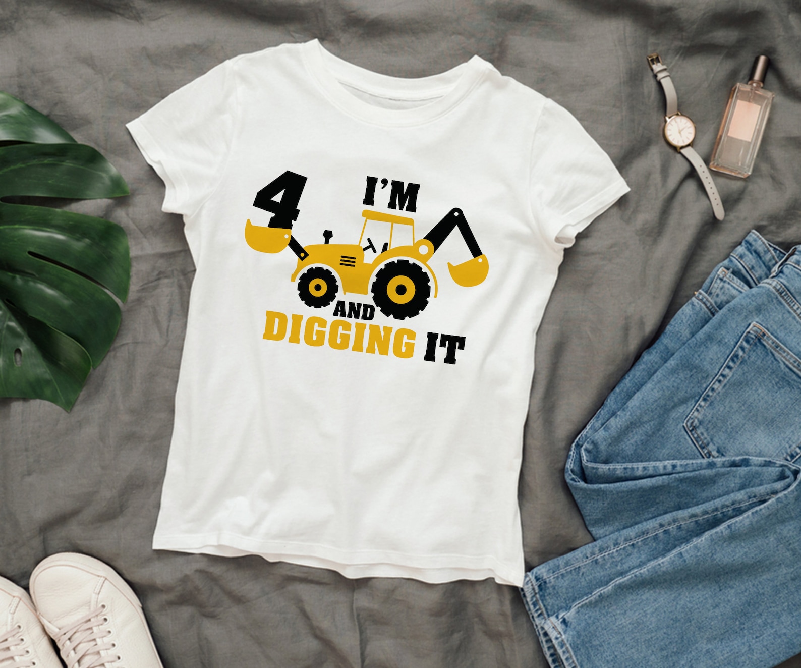 I'm 4 and Digging It Svg, Construction Svg, 4 Years Birthday Svg ...