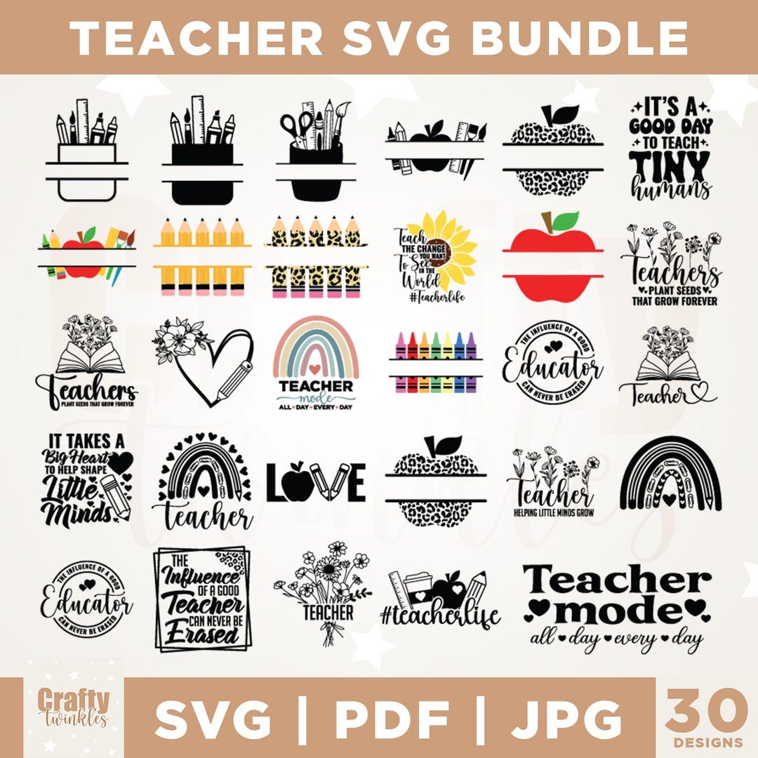 Teacher Life SVG Bundle, Teacher Design T-shirt Png, Cricut, School ...