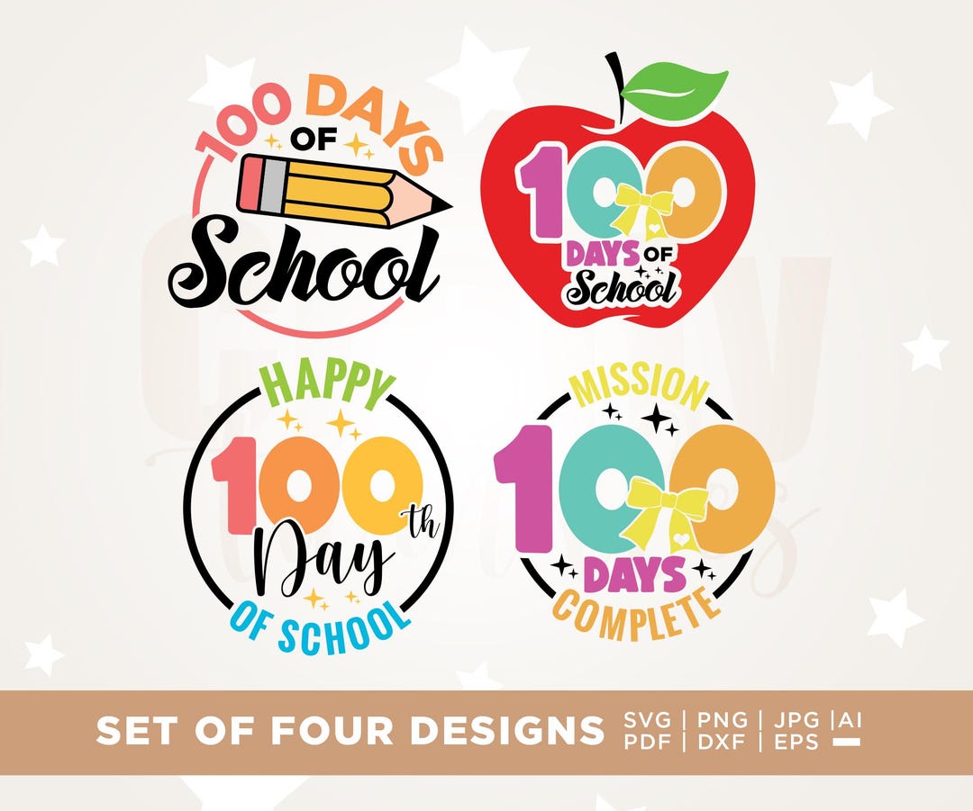100 Days of School Bundle Svg, School Clipart Svg, Cricut, Sublimation ...