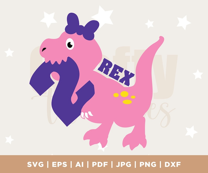 2 Rex SVG Girl Two Rex Dinosaur Birthday Svg Clipart 2nd - Etsy