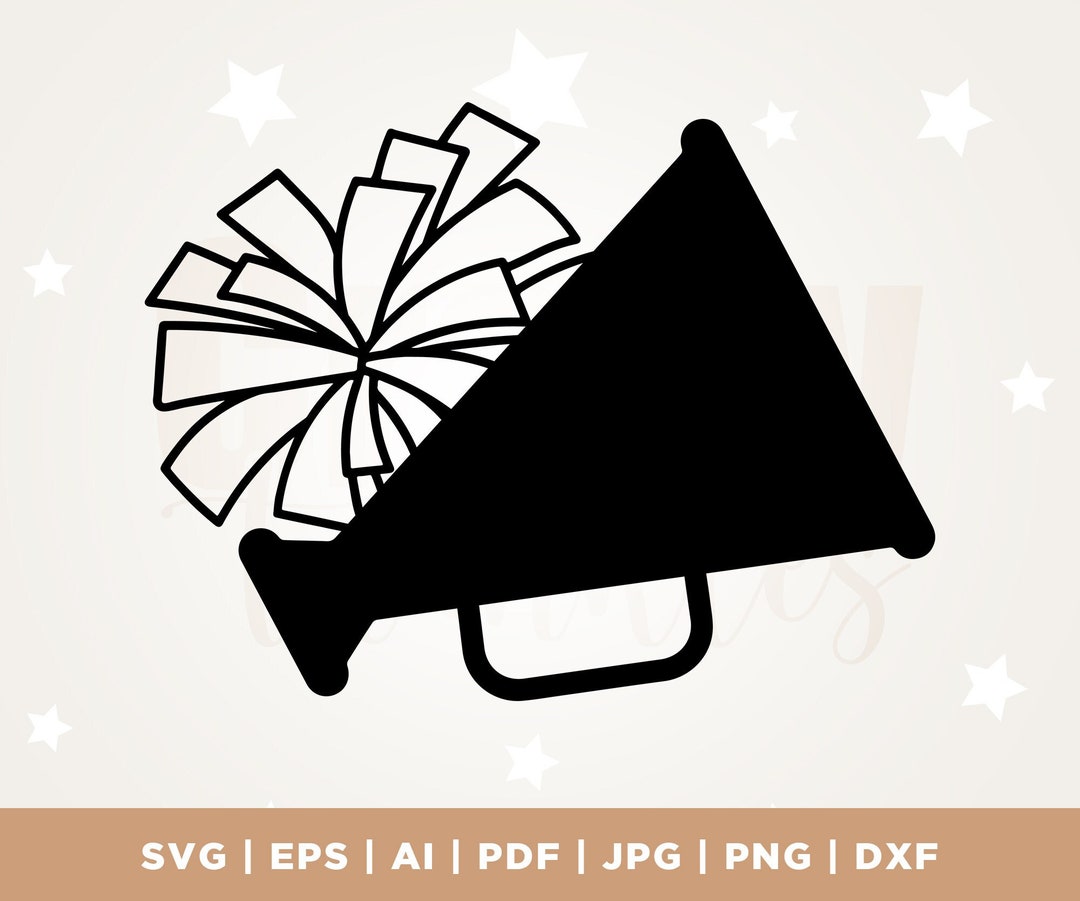 Cheering Svg, Cheerleading, Cheerleader Megaphone With Pom Pom, Cheer ...