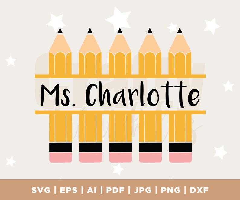 Pencil Name Frame SVG Teacher SVG School Digital Download - Etsy