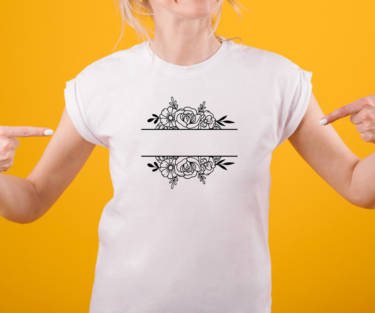 Split Floral Frame SVG, Floral Border SVG, Split Flower Monogram Svg ...