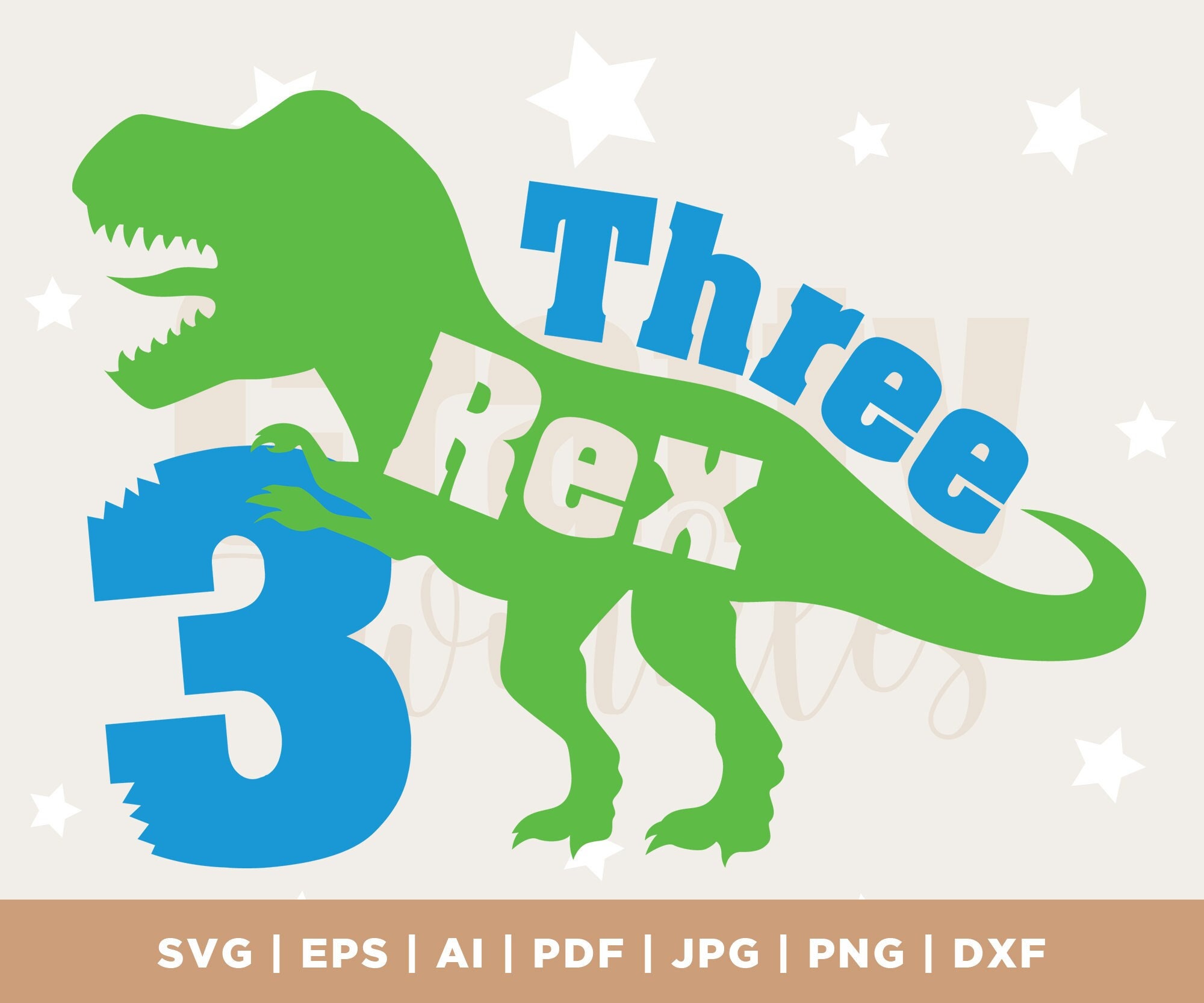 Drei Rex Svg, 3. Geburtstag Svg, Dinosaurier Geburtstag Svg Dxf Eps Png ...