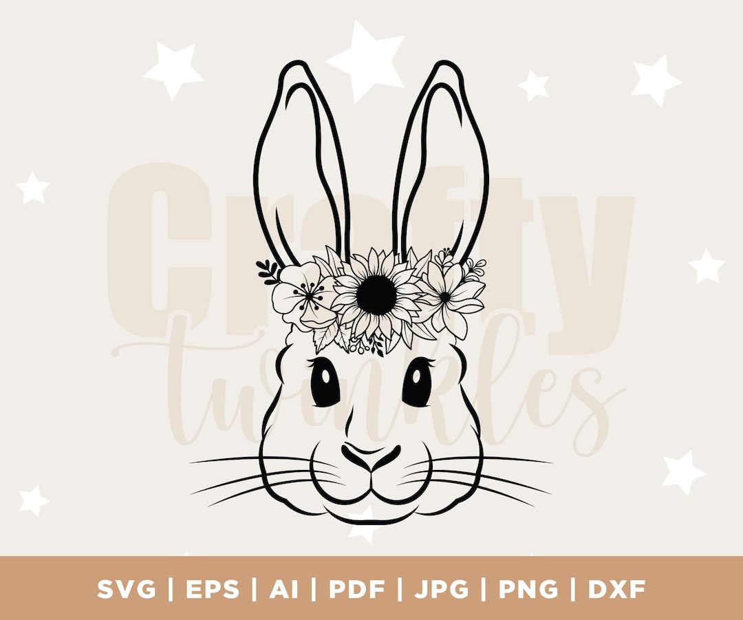 Floral Bunny SVG, Easter Bunny SVG, Happy Easter Svg, Animal Face Svg ...