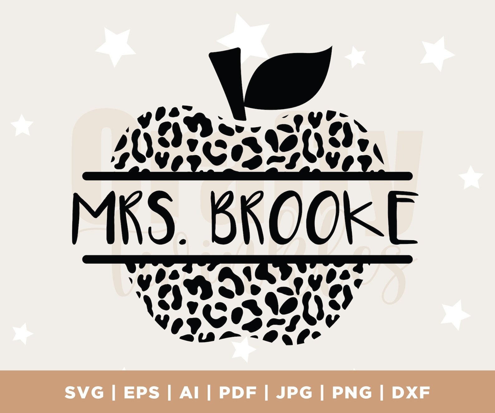 Apple Name Frame SVG, Teacher SVG, Cheetah Apple SVG, Back to School ...