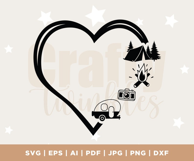 Camping Heart SVG Love to Camp Svg HTV Cut File Vinyl Decal - Etsy