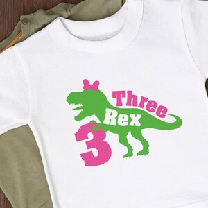 Girl Three Rex Svg, 3rd Birthday Svg, Girls T-rex Svg, Dinosaur ...