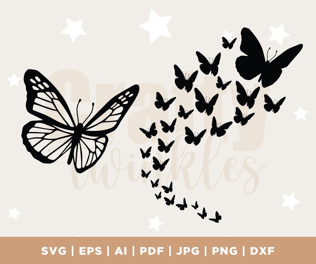Butterfly SVG, Flying Butterflies SVG, Butterfly Silhouette, Butterfly ...