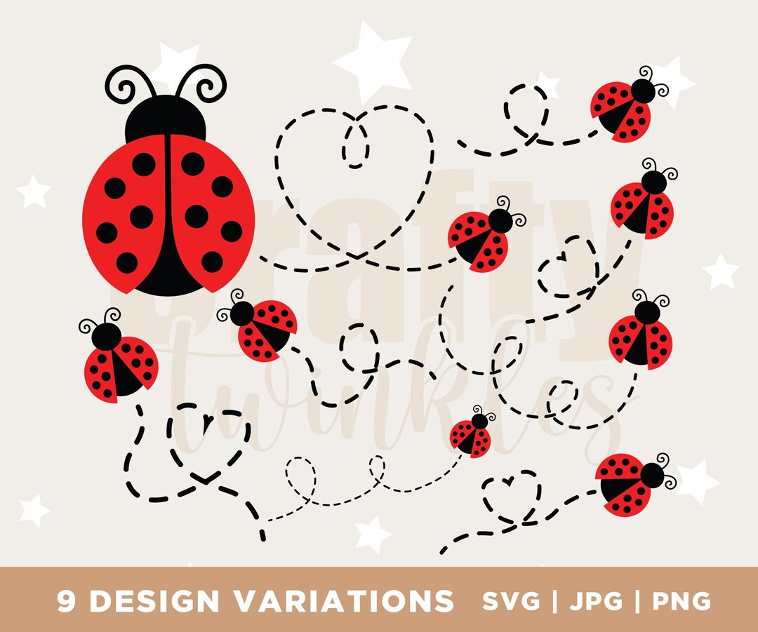 Ladybug Path SVG, Ladybug With Heart, Insect, Bundle, Layered, Clipart ...
