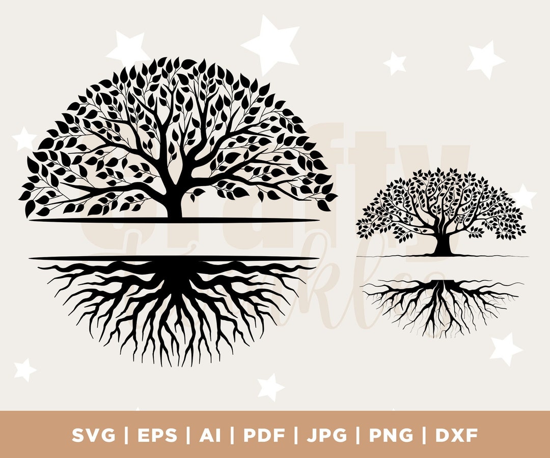 Split Tree Monogram SVG, Split Monogram Tree of Life, SVG Cut File ...