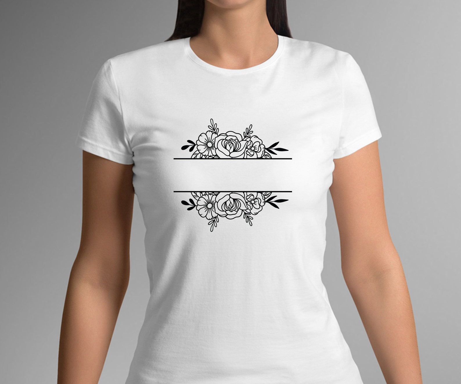 Split Floral Frame SVG, Floral Border SVG, Split Flower Monogram Svg ...