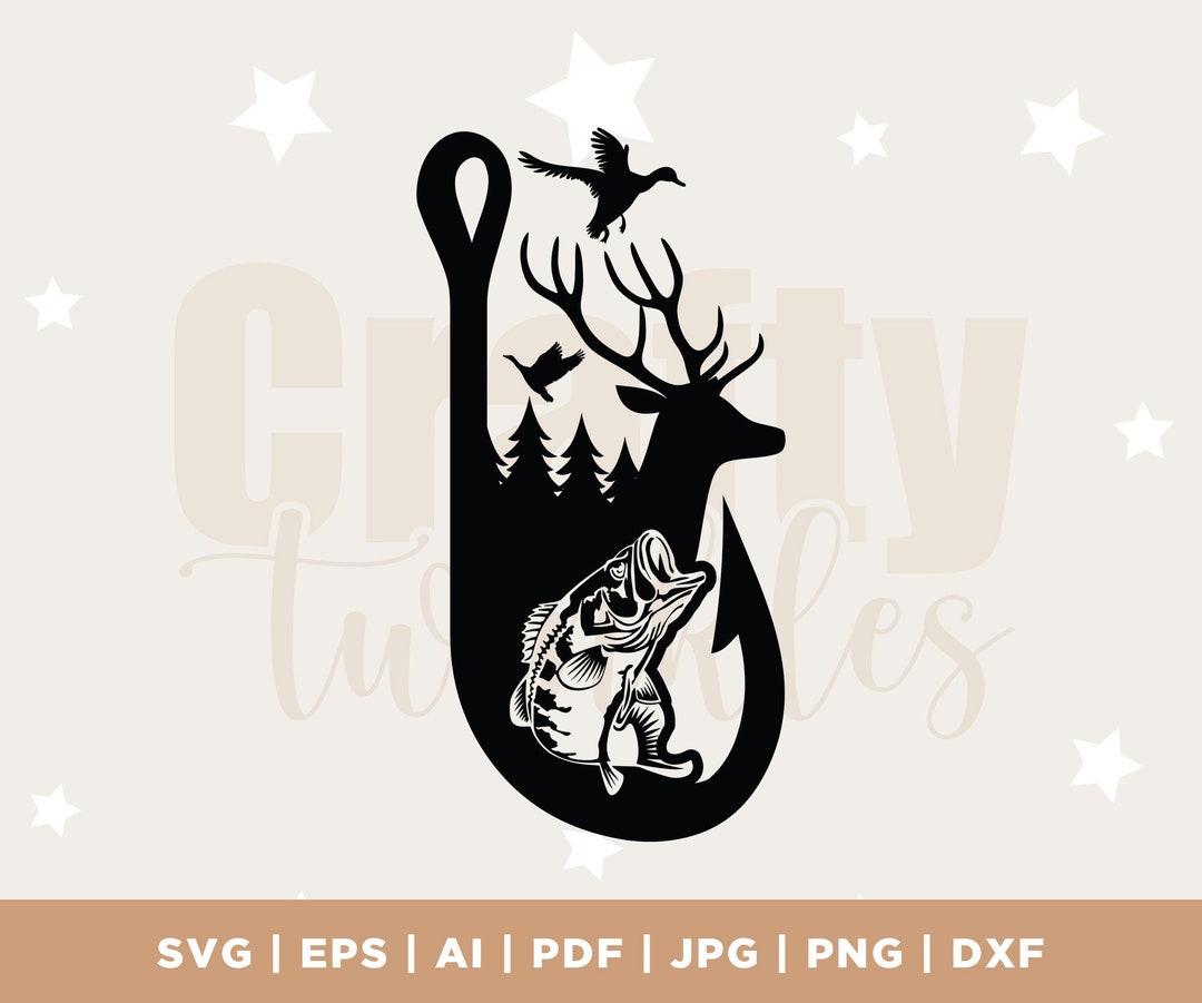 Fish Svg, Deer Hunting, Fishing Svg, Bass, Fish Hook, Duck Scenery SVG ...