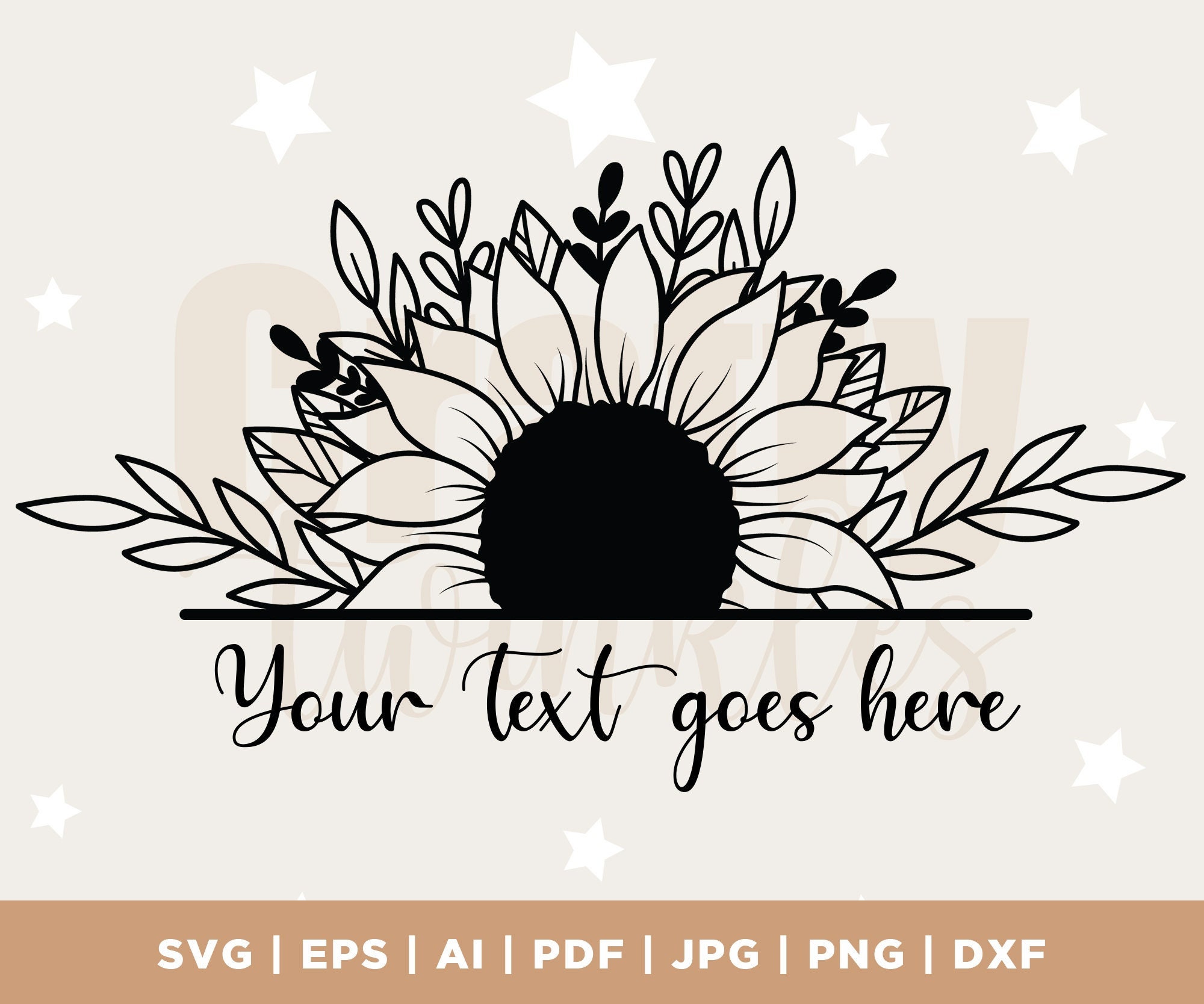 Half Sunflower SVG Sunflower Border SVG Split Sunflower Svg - Etsy ...