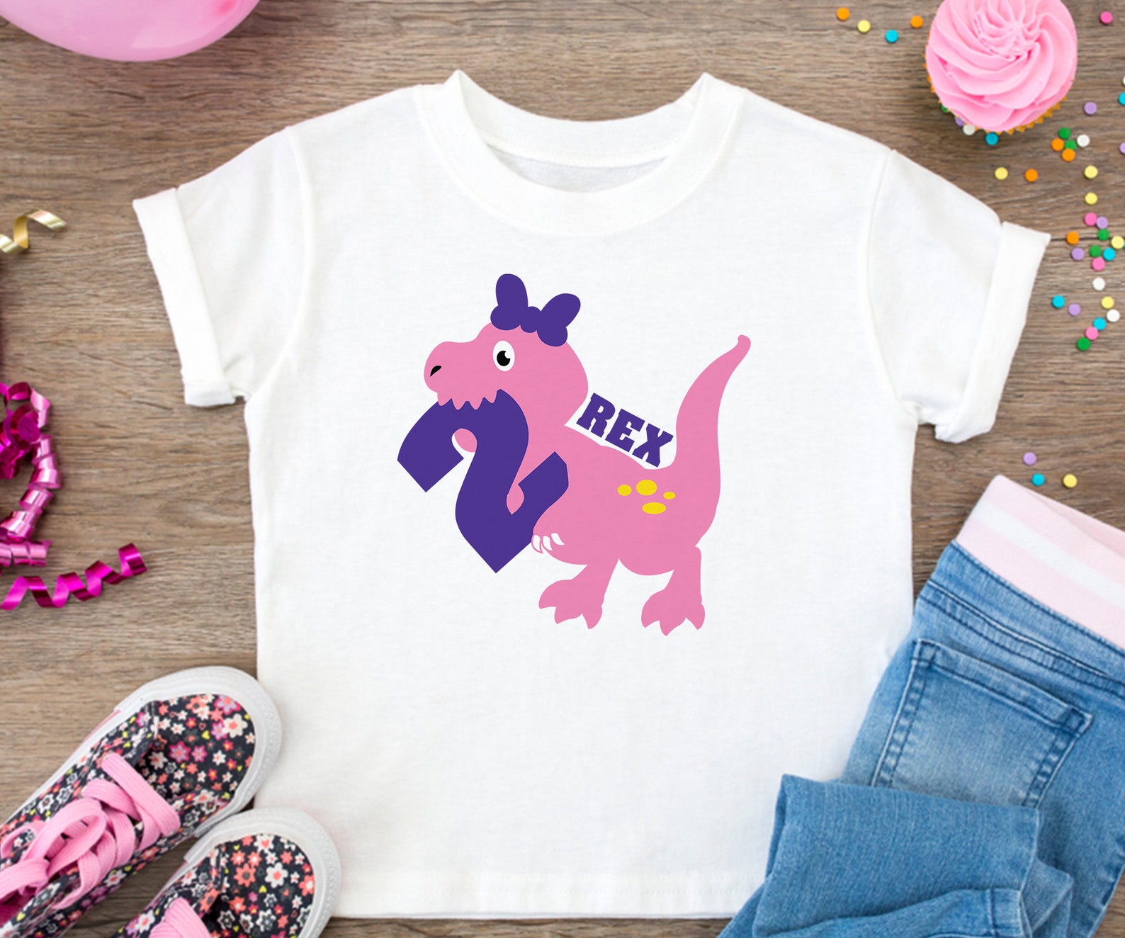 2 Rex SVG Girl Two Rex Dinosaur Birthday Svg Clipart 2nd - Etsy