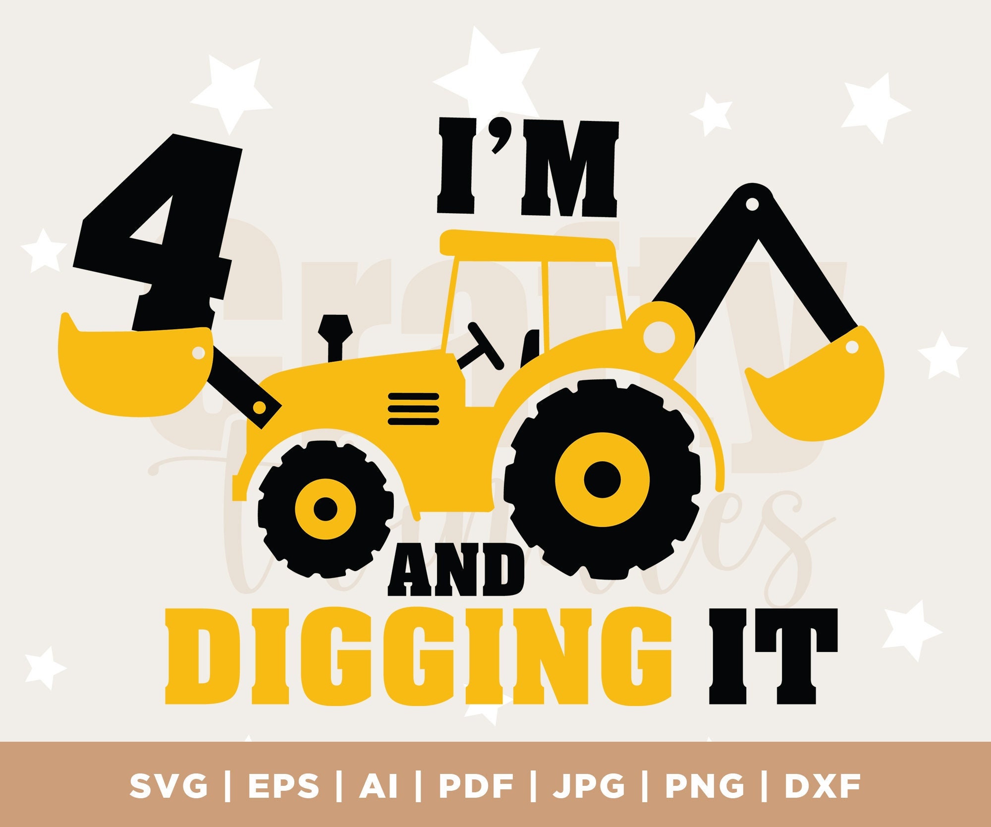 I'm 4 and Digging It Svg Construction Svg 4 Years - Etsy Australia